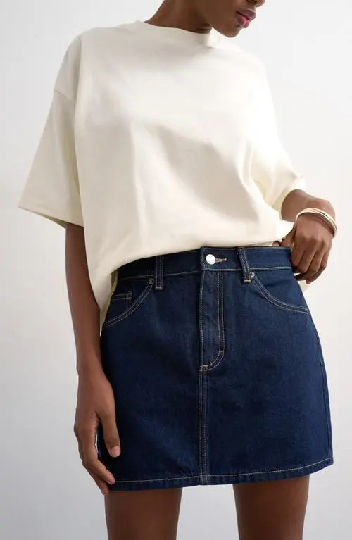 Topshop Plemet Cotton Denim Miniskirt - Mblue