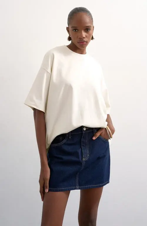 Topshop Plemet Cotton Denim Miniskirt - Mblue