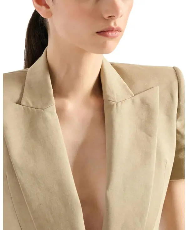 Balmain Belted Gabardine Anthem Jacket - Beige