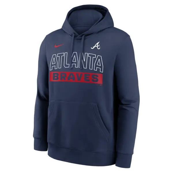 Nike Atlanta Braves Club Mlb Pullover Hoodie - Blue