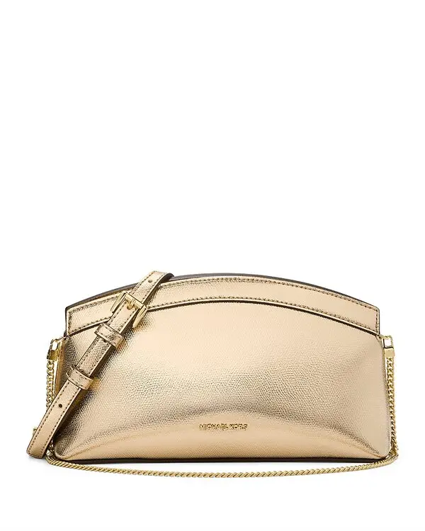 Michael Kors Small Leather Crossbody Clutch - Pale Gold