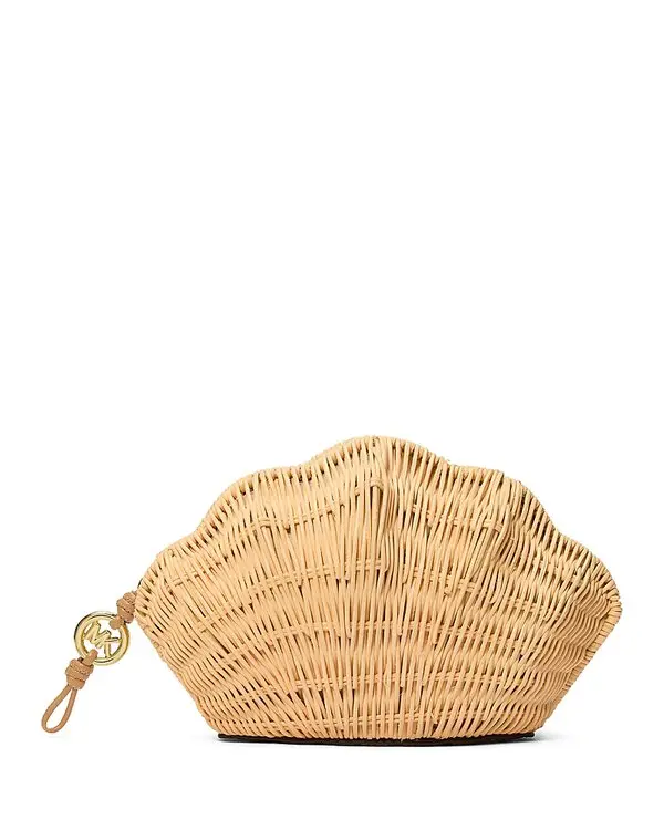Michael Kors Shelly Small Rattan Shell Clutch - Natural