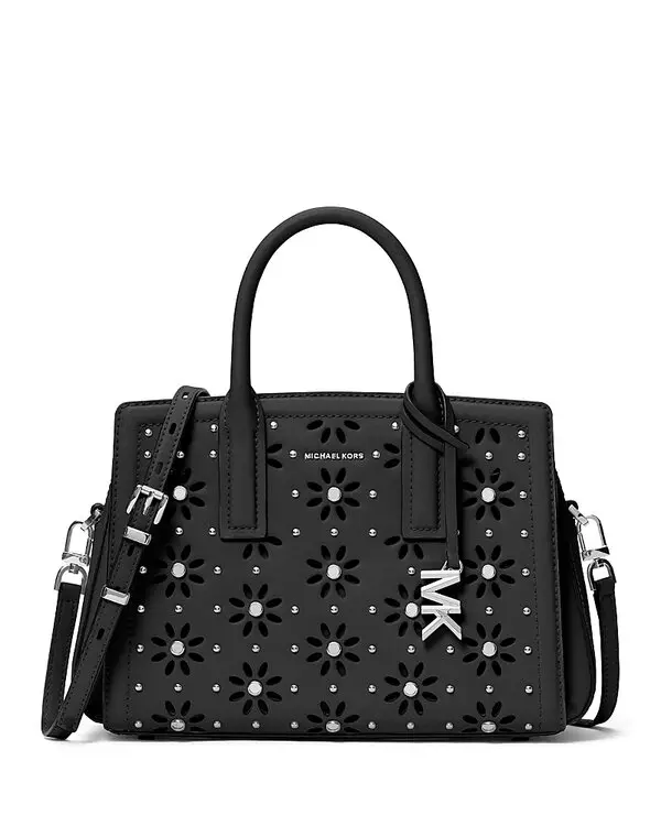 Michael Kors Laila Small Flower Cutout Leather Satchel - Black