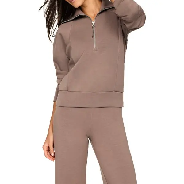 Spanx Airessentials Half Zip Sweatshirt - Ironstone