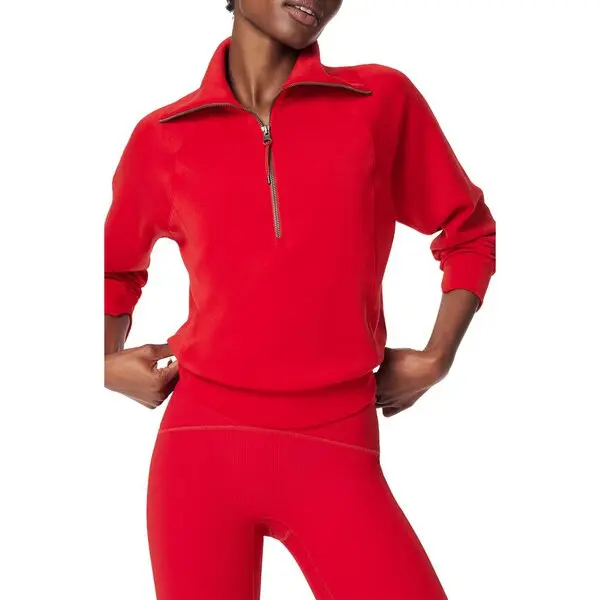 Spanx Airessentials Half Zip Sweatshirt - Spanx Red