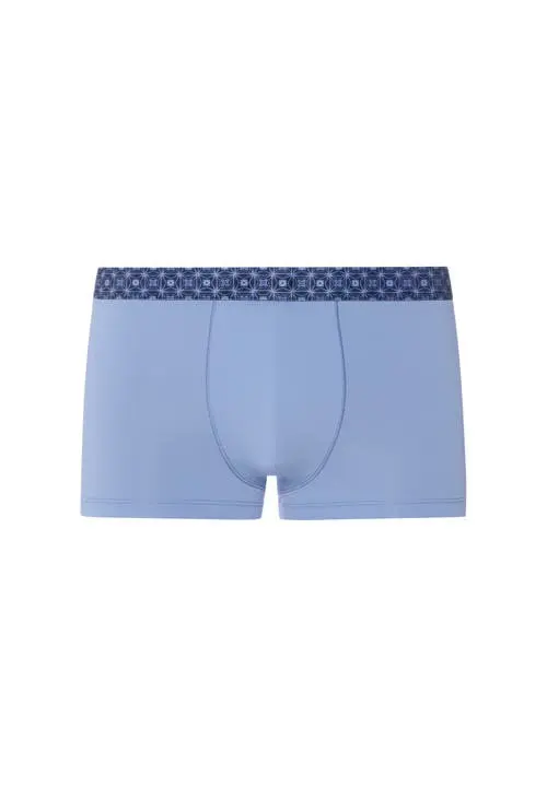 Hanro Micro Touch Boxer Brief Printed Waistband - Mineral Blue