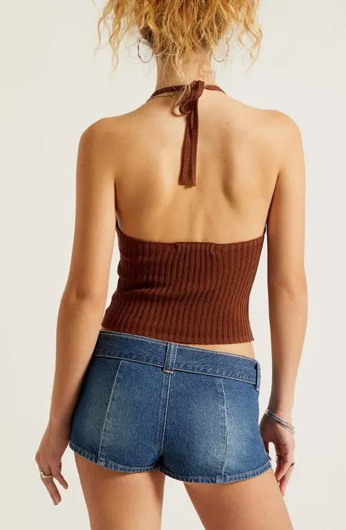 PACSUN Knit Halter Neck Crop Tank