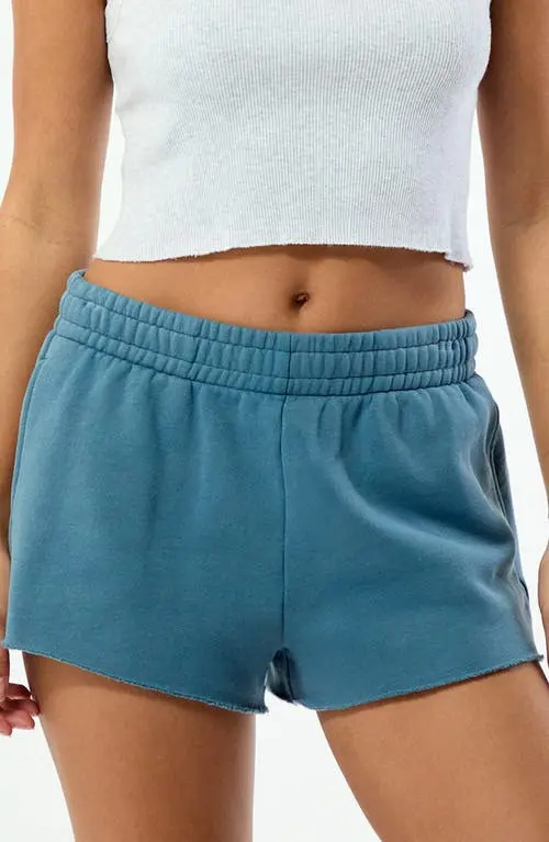 PACSUN Core Washed Mini Sweat Shorts - Blue