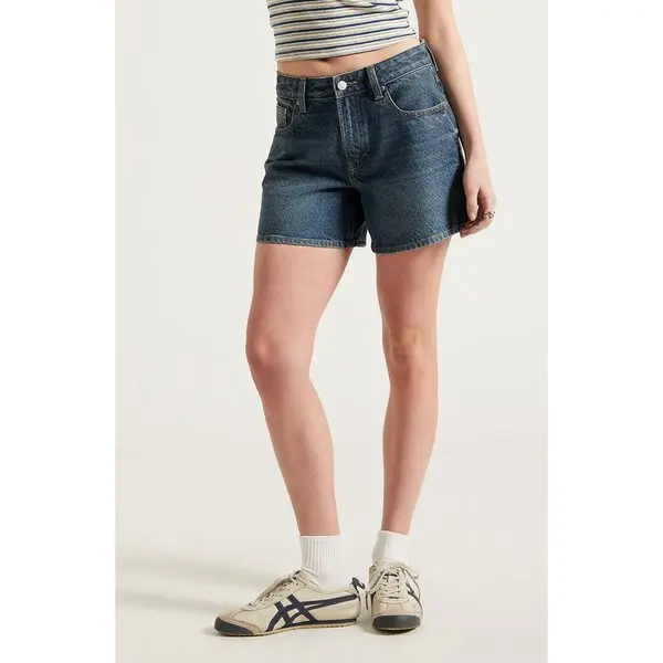 PACSUN Sophie Mid-rise Denim Mom Shorts - Dark Indigo