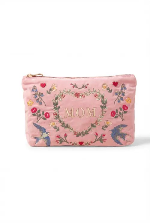ELIZABETH SCARLETT Earth Goddess Mom Velvet Everday Pouch - Rose