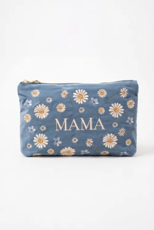 ELIZABETH SCARLETT Daisy Dream Mama Velvet Everyday Pouch - Blue