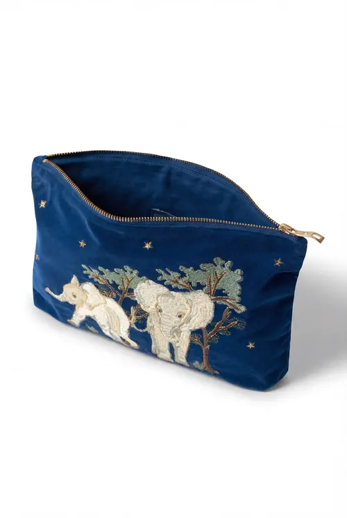 ELIZABETH SCARLETT Baby Elephant Conservation Velvet Everyday Pouch