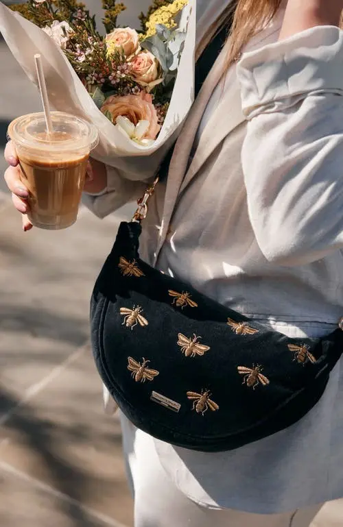 ELIZABETH SCARLETT Honey Bee Velvet Crossbody