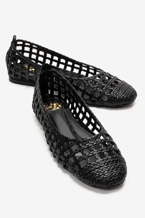 PROLOGUE SHOES Elvaris Woven Ballet Flat - Black