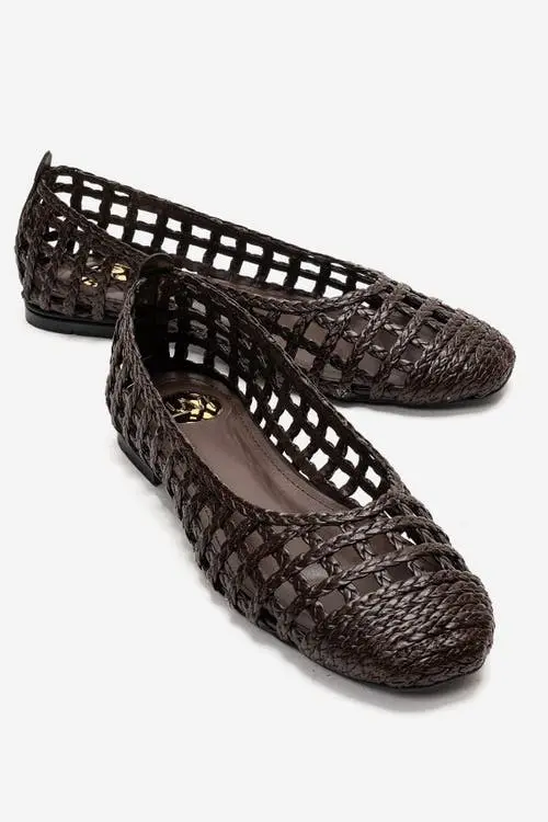PROLOGUE SHOES Elvaris Woven Ballet Flat - Brown