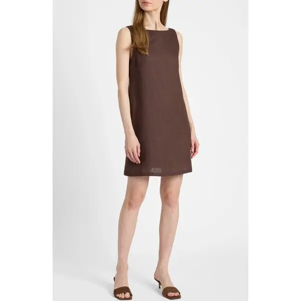 Santorelli Jaclyn Sleeveless Shift Dress - Coffee