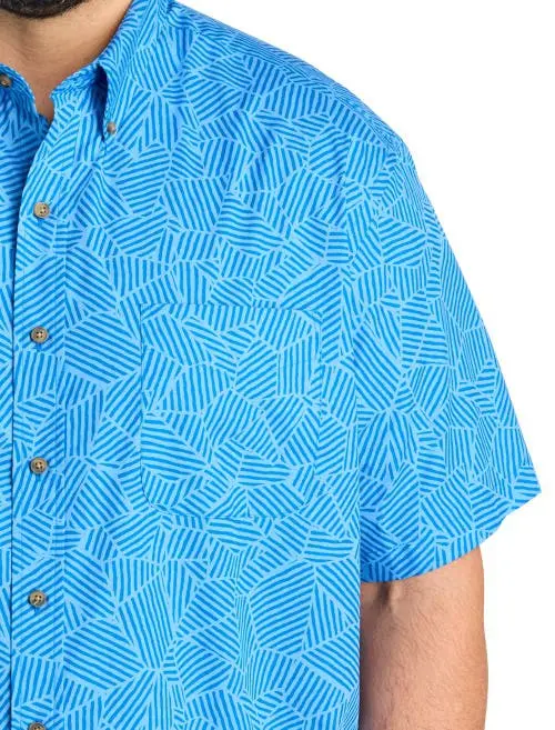 HARBOR BAY BY DXL Big & Tall Easy-care Striped Sport Shirt - Blue