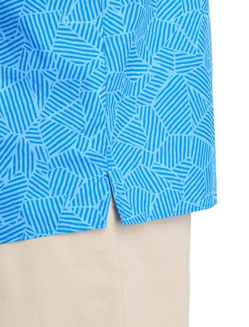 HARBOR BAY BY DXL Big & Tall Easy-care Striped Sport Shirt - Blue