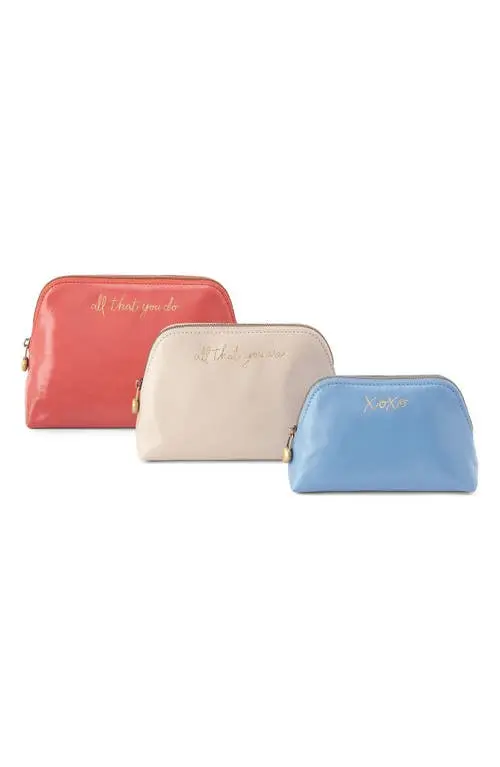 Hobo Set Of 3 Leather Pouches - Pink Mirage