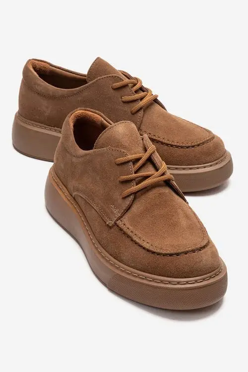 FOREVER & ALWAYS SHOES Mareon Leather Lace-up Sneakers - Cognac Suede
