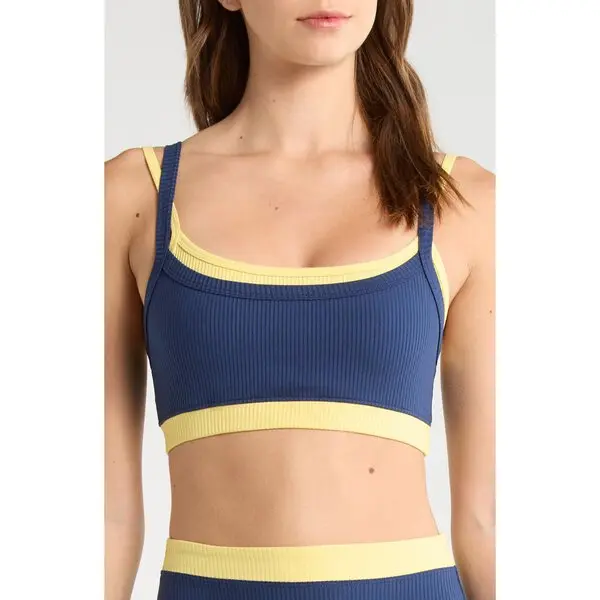 Year Of Ours Layered Rib Sports Bra - Midnite Popcorn