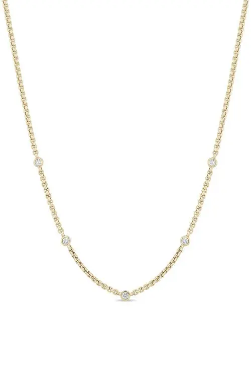 Zoe Chicco 14k Gold 5-diamond Necklace - 14k Yellow Gold