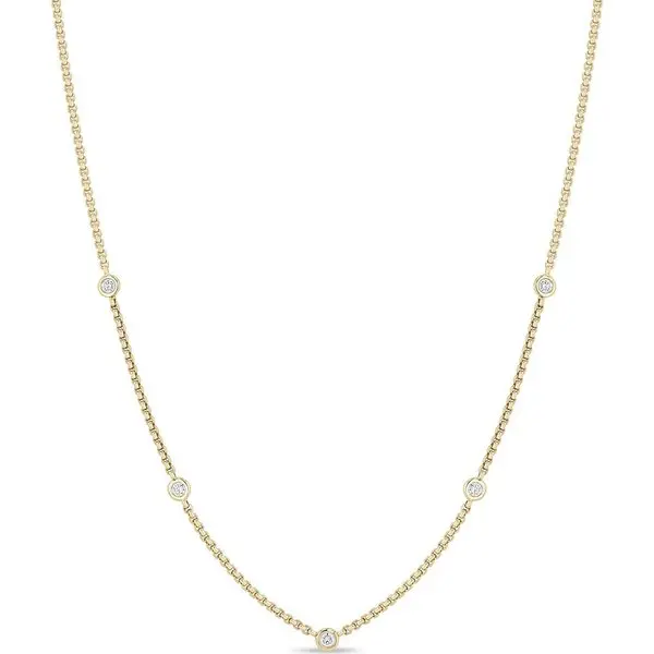 Zoe Chicco Diamond Station Necklace - 14k Yellow Gold