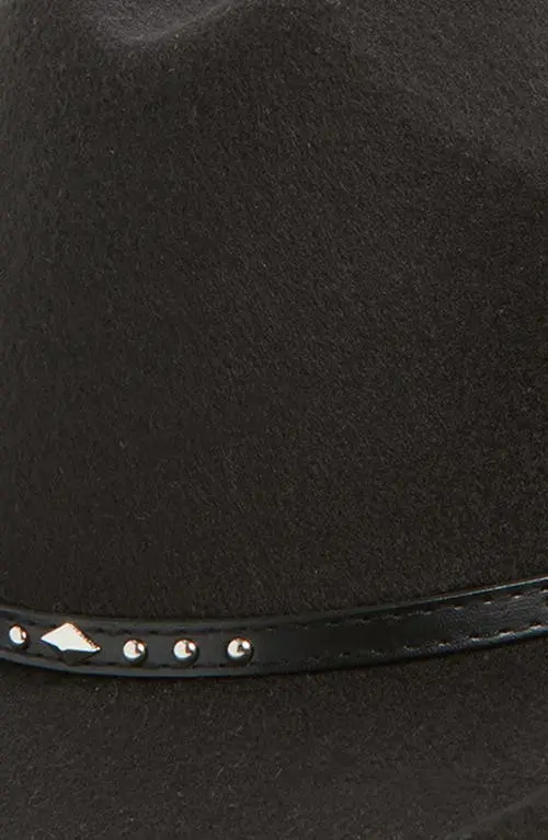 Tasha Studded Leather Band Cowboy Hat - Black