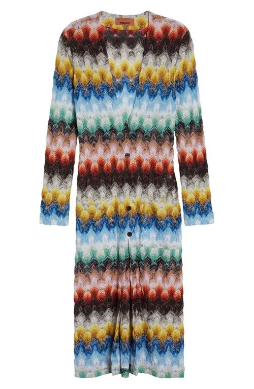 Missoni Metallic Zigzag Knit Duster Cardigan