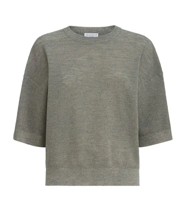 Brunello Cucinelli Sparkling Short-sleeve Sweater - Green