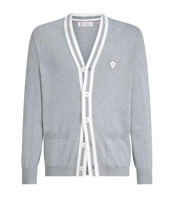 Brunello Cucinelli Cotton Crest Cardigan - Grey