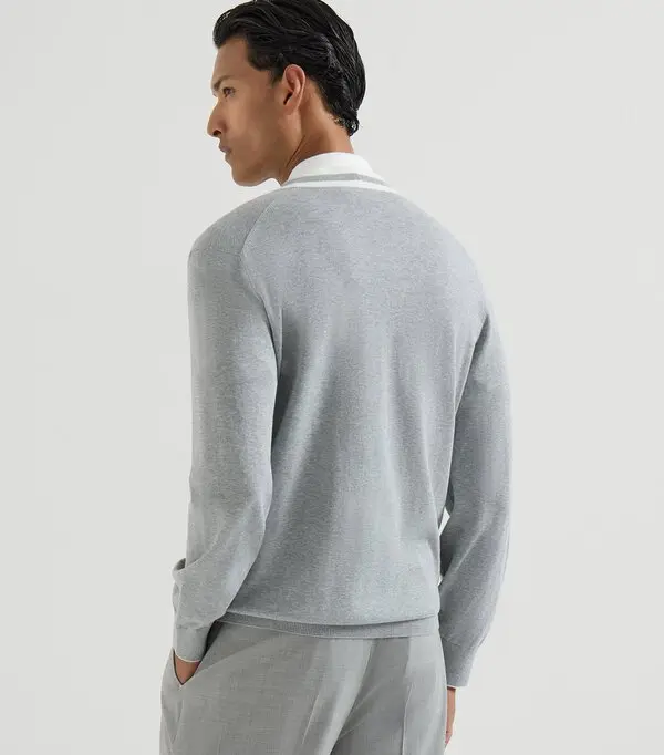Brunello Cucinelli Cotton Crest Cardigan - Grey