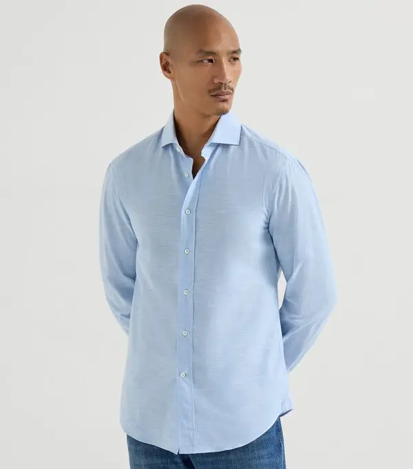 Brunello Cucinelli Cotton Oxford Slim-fit Shirt - Blue