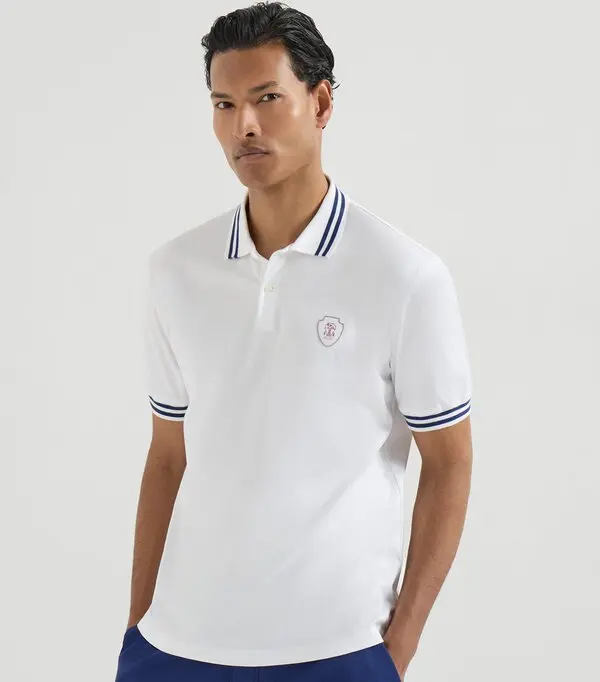 Brunello Cucinelli Cotton Logo Polo Shirt - White