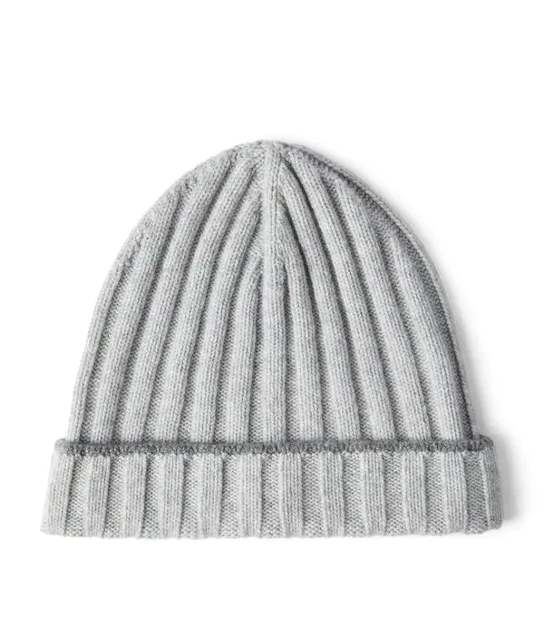 Brunello Cucinelli Cashmere Ribbed Beanie - Grey