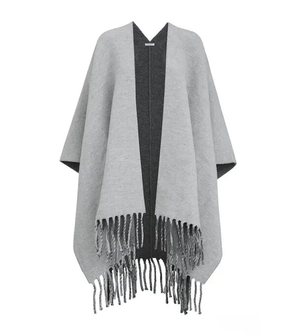 Brunello Cucinelli Wool-cashmere Reversible Poncho - Grey