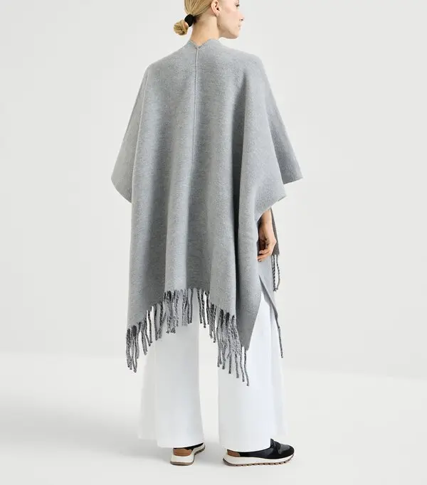 Brunello Cucinelli Wool-cashmere Reversible Poncho - Grey