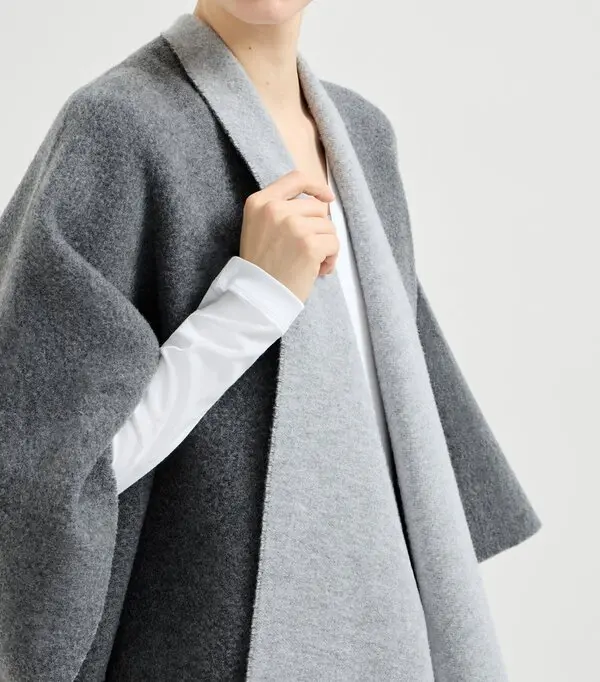 Brunello Cucinelli Wool-cashmere Reversible Poncho - Grey