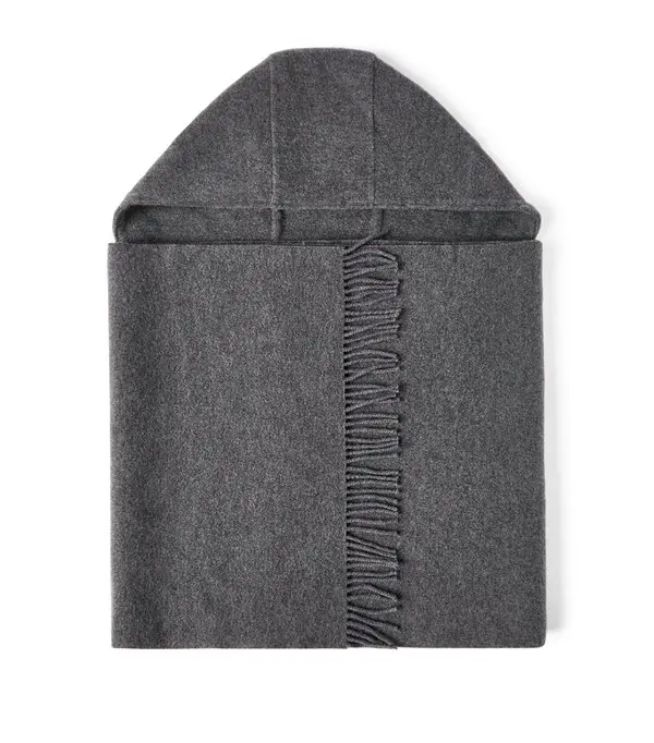Brunello Cucinelli Wool-cashmere Hooded Scarf - Grey