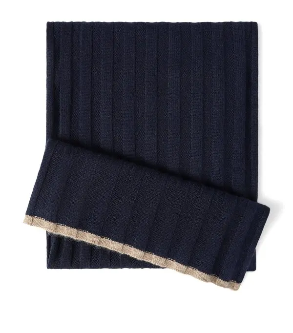 Brunello Cucinelli Cashmere Ribbed Scarf - Blue