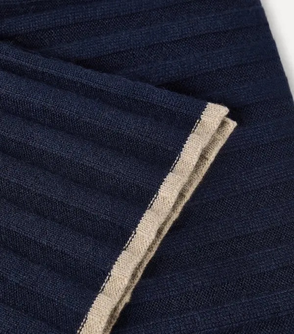 Brunello Cucinelli Cashmere Ribbed Scarf - Blue