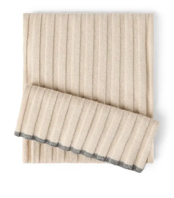 Brunello Cucinelli Cashmere Ribbed Scarf - Beige