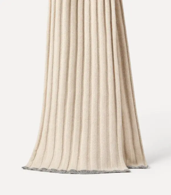 Brunello Cucinelli Cashmere Ribbed Scarf - Beige