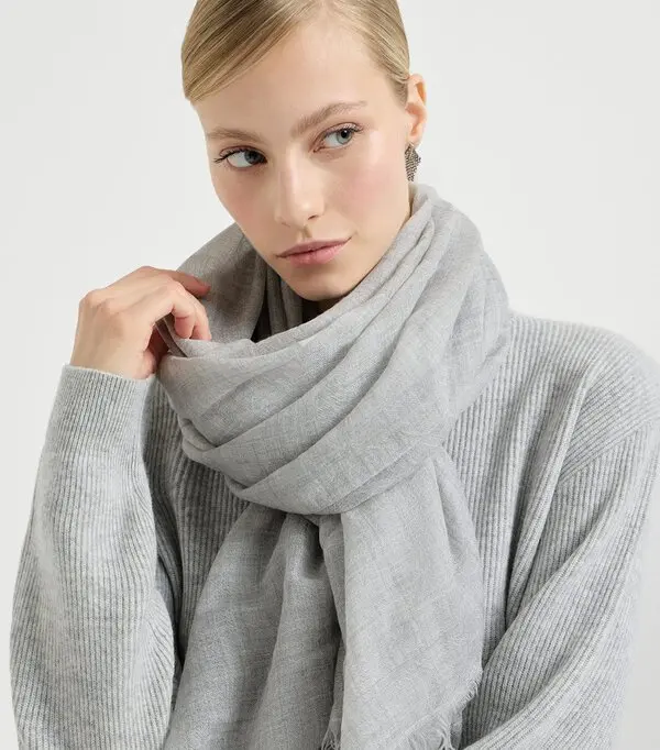 Brunello Cucinelli Cashmere-silk Scarf - Grey