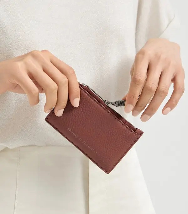 Brunello Cucinelli Leather Zipped Card Holder - Red