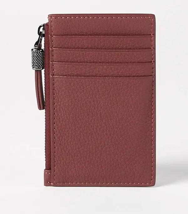 Brunello Cucinelli Leather Zipped Card Holder - Red