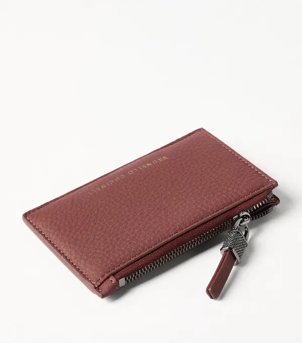 Brunello Cucinelli Leather Zipped Card Holder - Red