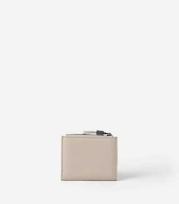 Brunello Cucinelli Leather Logo Wallet - Grey