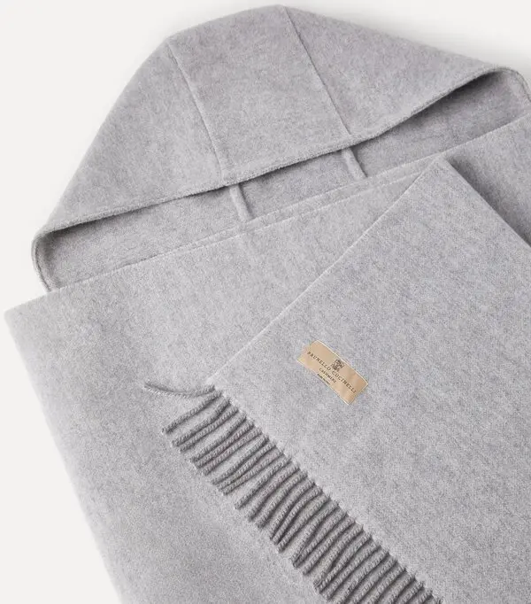 Brunello Cucinelli Wool-cashmere Hooded Scarf - Grey