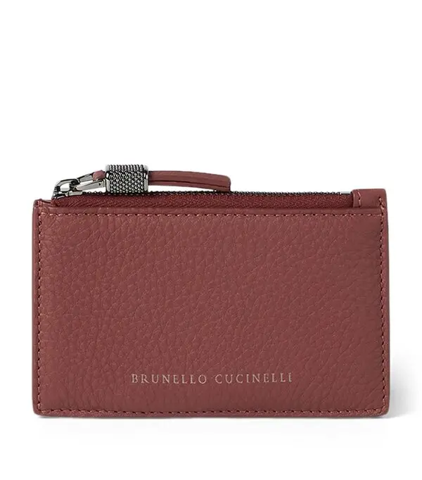 Brunello Cucinelli Leather Zipped Card Holder - Red